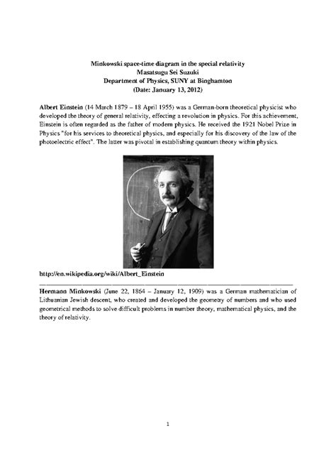 Minkowski Spacetime Diagram For This Achievement Einstein Is Often Regarded As The Father Of