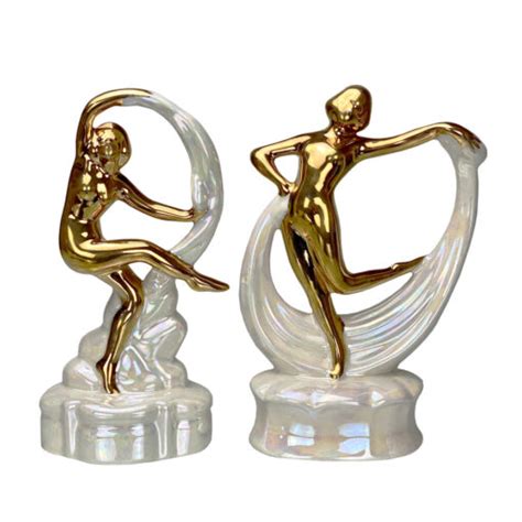 Vintage Art Deco Porcelain Figural Nude Women Flapper Sculpture A