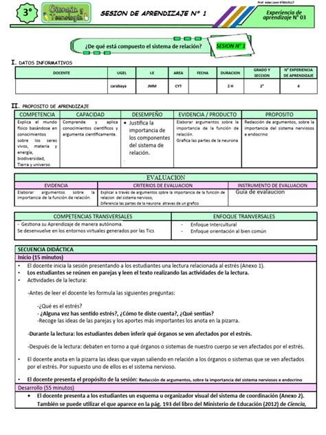 Sesion Funcion De Relacion Pdf Aprendizaje Maestros