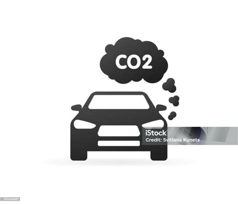 Co2 경고 아이콘입니다 실루엣 검정색 자동차의 증기 가스 녹색 행성 Co2 경고 표시 벡터 아이콘 0명에 대한 스톡 벡터 아트