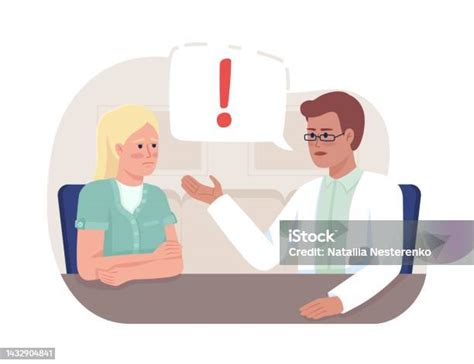 여성 방문 치료사 2d 벡터 격리 일러스트 레이 션 의사에 대한 스톡 벡터 아트 및 기타 이미지 의사 건강 진단 토론
