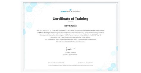 Dev Shukla On Linkedin Successfully Completed The Ethical Hacking