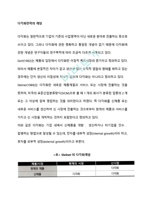 다각화전략의 개념 올레포트