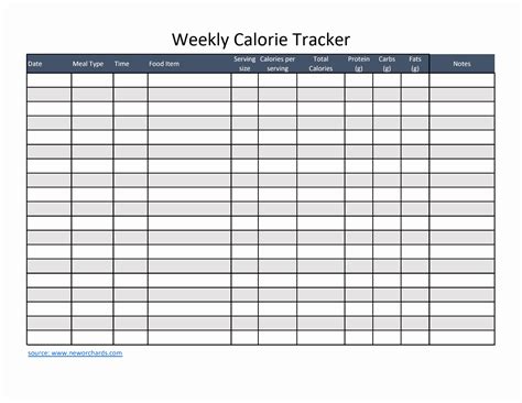 Free Nutrition Tracker Templates Pdf Word Excel
