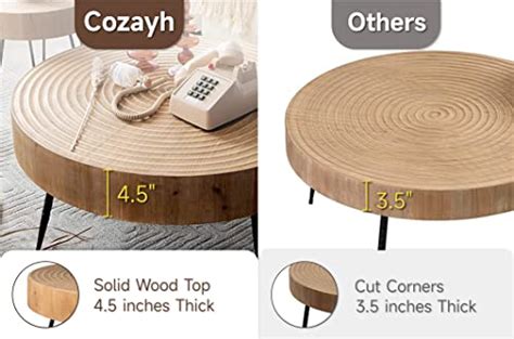 Cozayh 2 Piece Modern Farmhouse Living Room Coffee Table Set Nesting