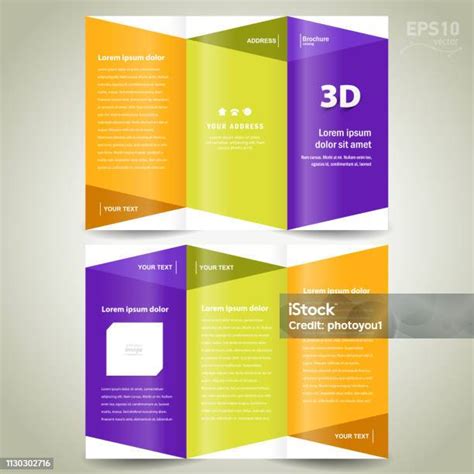 브로셔 디자인 템플릿 3d 차원 폴더 전단지 요소 흰색 배경 색 3단 브로슈어에 대한 스톡 벡터 아트 및 기타 이미지 3단