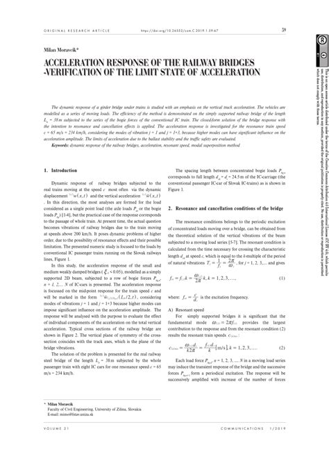 pdf acceleration response of the railway bridges verification of the