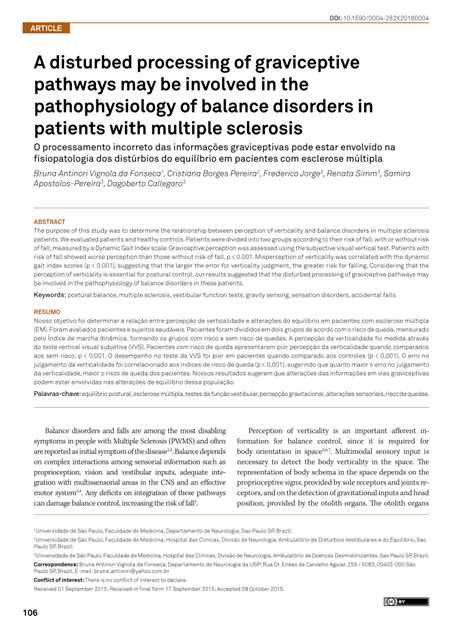 Pdf A Disturbed Processing Of Graviceptive Pathways May Be Involved