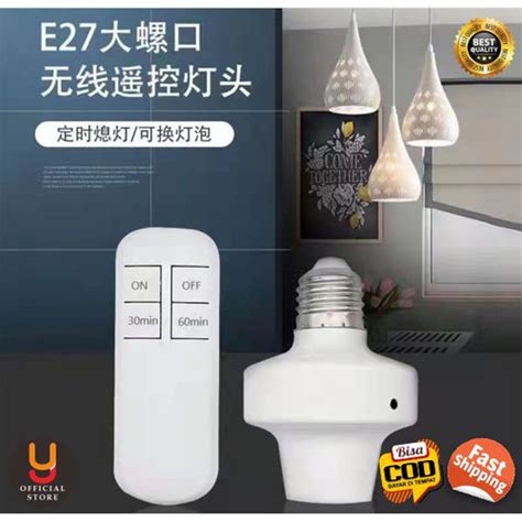 Jual Fitting Lampu Timer Remote Control Otomatis Socket E27 220 V Kab