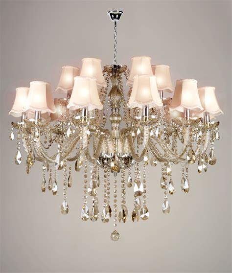 Lustre de Cristal Maria Thereza Champagne 18 Braços Trançados Cúpula