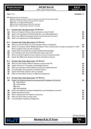 B Sc IT Semester V April Revised Course Question Paper PDF