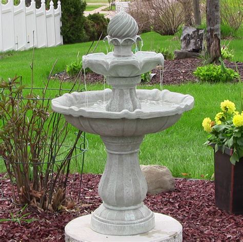 Solar Powered 2 Tier Bird Bath Water Fountain