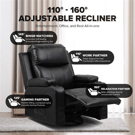 Comhoma Recliner Chair With Heat And Massage Pu Leather Rocking Sofa