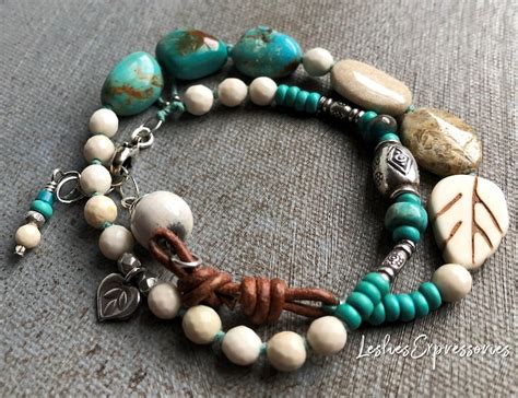 Turquoise Wrap Bracelet Boho Southwest Beaded Bracelet Etsy