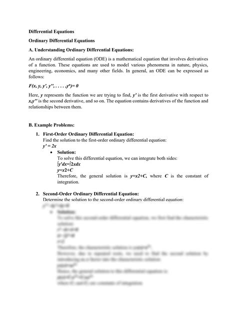 Solution Ordinary Differential Equations Studypool