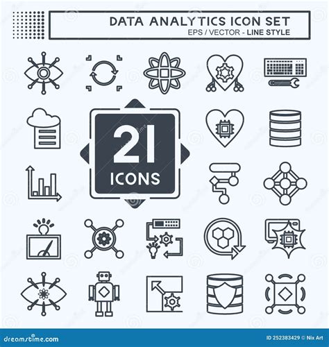 Data Analytics Icon Set Suitable For Data Analytics Symbol Line Style Simple Design Editable