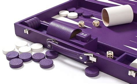 Leather Backgammon Set In Purple W Leather Pieces Leather Pieces
