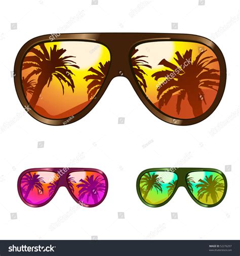 Vector Sun Glasses With Tropical Beach Reflection 52276297 Shutterstock