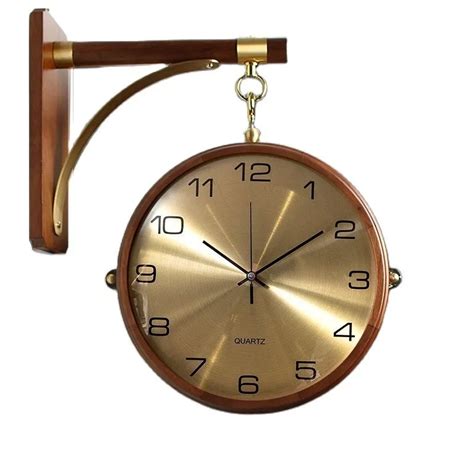 Double Sided Metal Silencioso Rota O Madeira S Lida Rel Gio De Parede