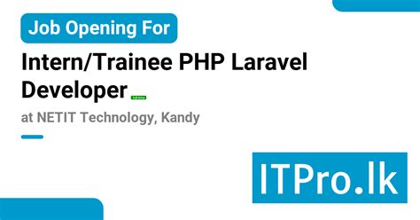Interntrainee Php Laravel Developer At Netit Technology Kandy Sri