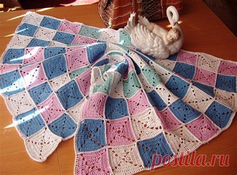 Плед из квадратов крючком схемы вязания пошагово бабушкиного квадра ВЯЗАНИЕ Постила