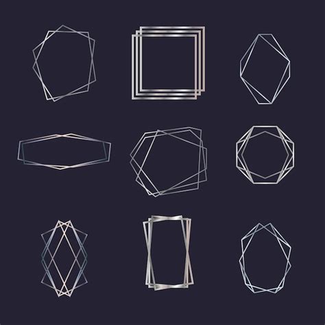 Premium Vector Silver Thin Frame Set Grey Geometric Borders In Art