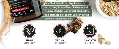 Maca Root Capsules 5000mg High Strength 180 Vegan Black 6 Month