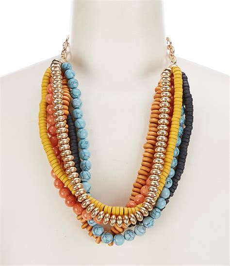 Southern Living Twisted Semi Precious Layered Statement Necklace