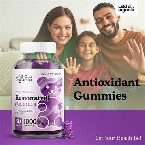 Wild Organic Resveratrol Gummies 1000mg Anti Aging Supplement For