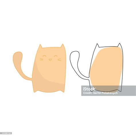 다른 포즈의 재미있는 고양이 반점과 선에서 간단한 새끼 고양이 귀여운 애니멀 프린트 벡터 그림입니다 가축에 대한 스톡 벡터 아트