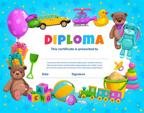 Niños Diploma Jardín De Infancia Certificado Modelo 23557075 Vector En