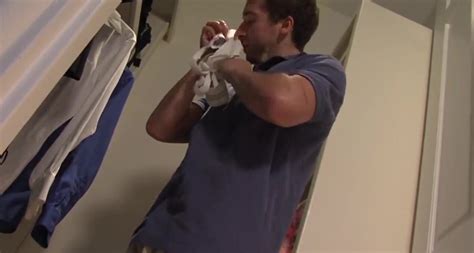 Dude Huffs Jock Nuts In The Closet