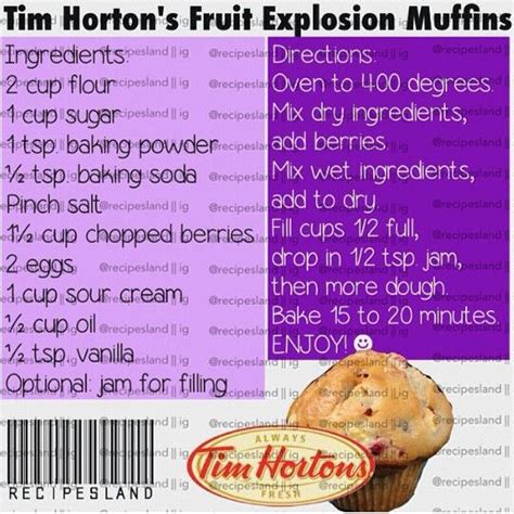 Tim Hortons Fruit Explosions Muffin Fruit Muffins Tim Hortons