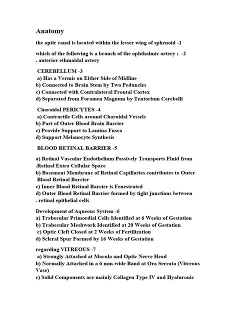 2019 Basic Science Questions Exam Download Free Pdf Retina Anatomy