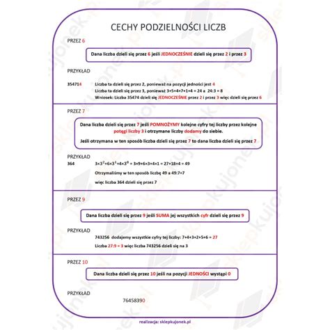 cechy podzielności liczb karta edukacyjna matematyka