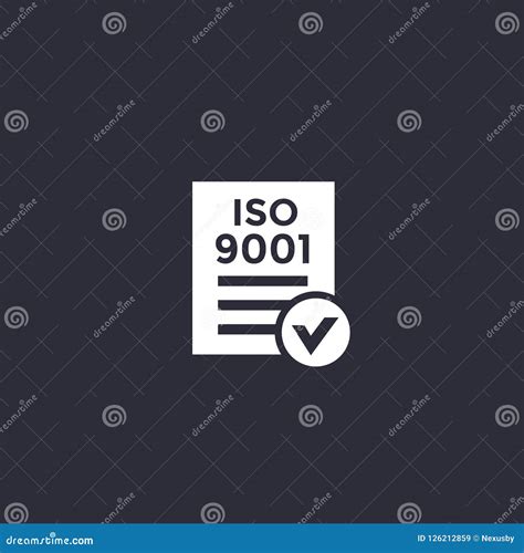 ISO 9001 Icon Standard Quality Symbol Button Isolated On White Background Vector Illustration