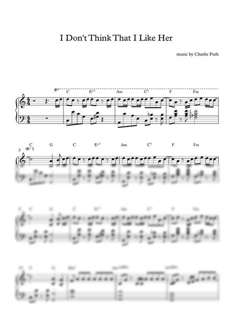 악보 Charlie Puth I Dont Think That I Like Herc Major Key By Imyourbgm
