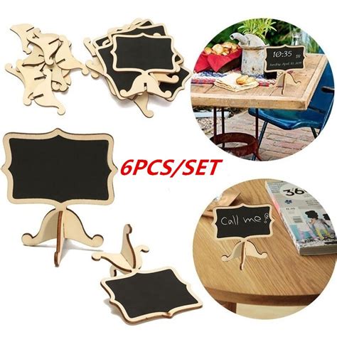 6PCS Mini Wooden Blackboard Chalkboard Message Wed Grandado