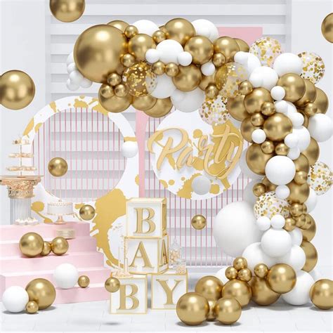 100pcs White Gold Balloon Garland Kit 18inch 12inch 10inch 5inch With