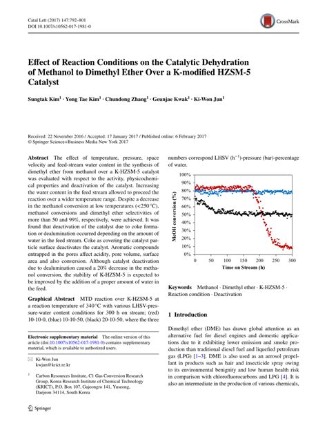 Pdf Effect Of Reaction Conditions On The Catalytic Dehydration Of Methanol To Dimethyl Ether