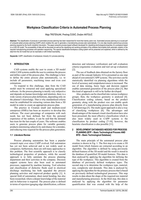 Pdf Workpiece Classification Criteria In Automated Process Planning