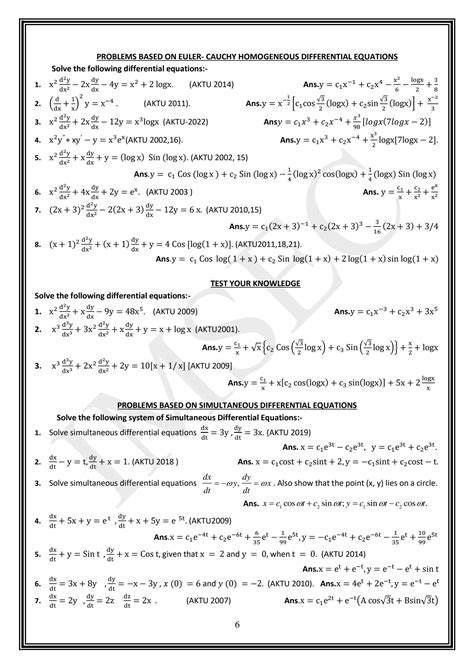 SOLUTION AKTU Engineering II Cauchy Euler Equation Solved Questions Previous Year Studypool