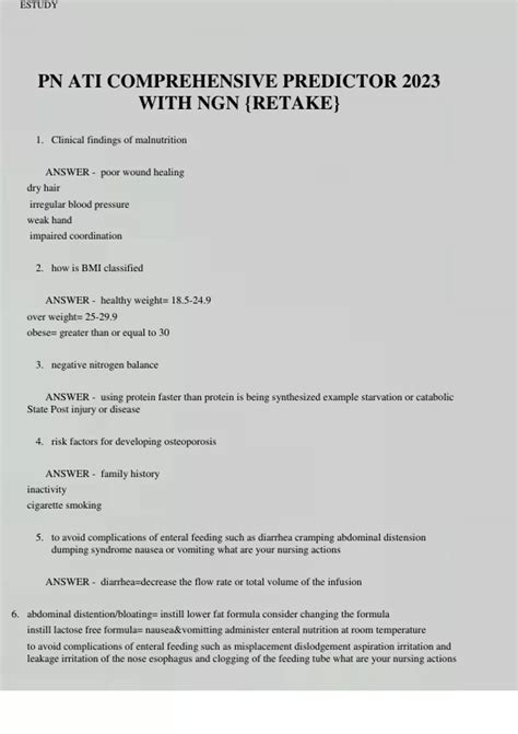 PN ATI COMPREHENSIVE PREDICTOR WITH NGN RETAKE Exam PN ATI COMPREHENSIVE PREDICTOR