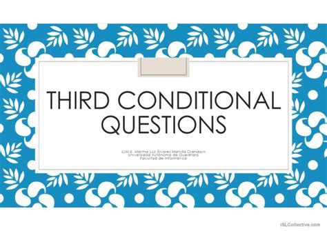 3rd Conditional Questions Guided Gra… English Esl Powerpoints
