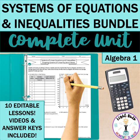 Systems Of Linear Equations And Inequalities Complete Unit With Video Lessons Algebra Unit
