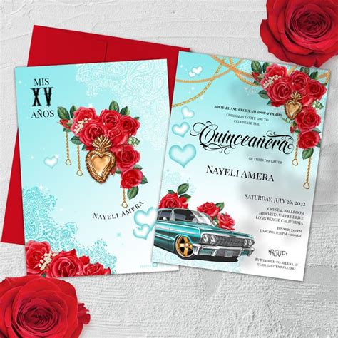 Lowrider Chola Chicano Red Rose Quinceanera Invitation Zazzle Nel 2024