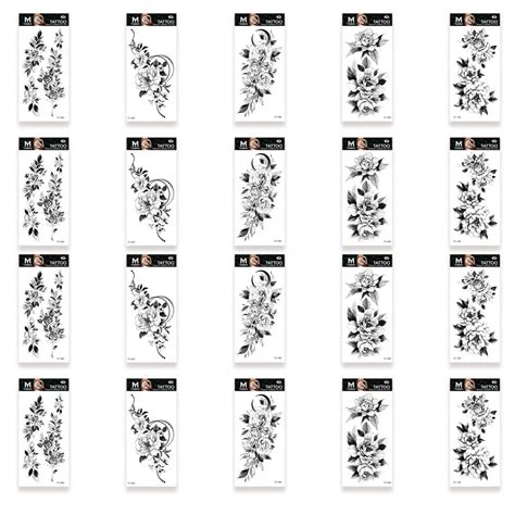 Temporary Tattoos For Women Fake Flower Tattoos Stickers For Adults