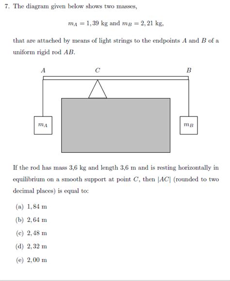 Solved 7 The Diagram Given Below Shows Two Masses Ma 1 39 Kg And Mb