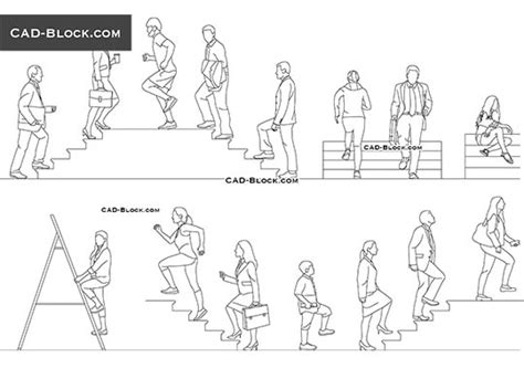 Walking People DWG File AutoCAD Blocks