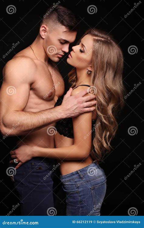 Beautiful Couple Gorgeous Blond Woman And Handsome Man Stock Image
